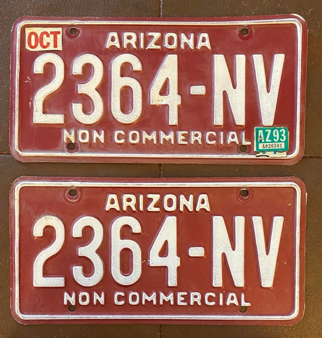 Arizona 1993 NON COMMERCIAL License Plate PAIR # 2364-NV | eBay