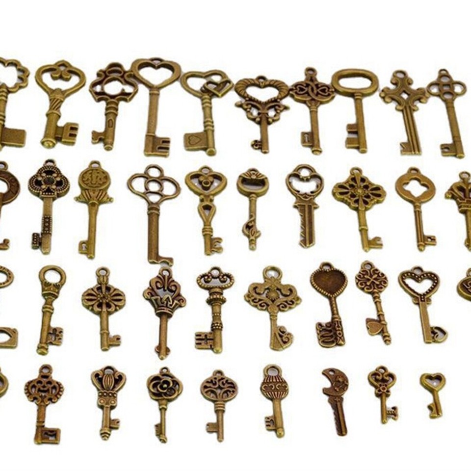 40Pc Antique Vintage Old Look Royal Skeleton Pendant Keys Jewelry Craft ...