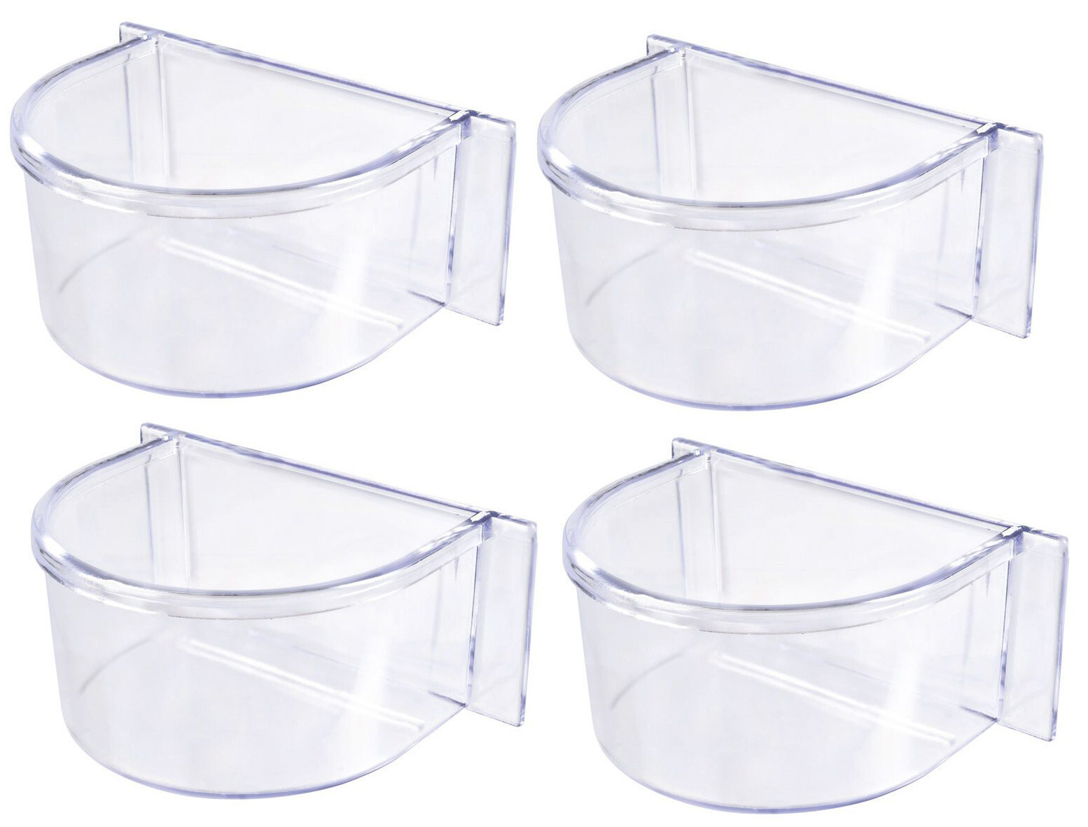 Lot of 4 Winged Universal Bird Cage Seed Water Feeder Clear Cups | eBay