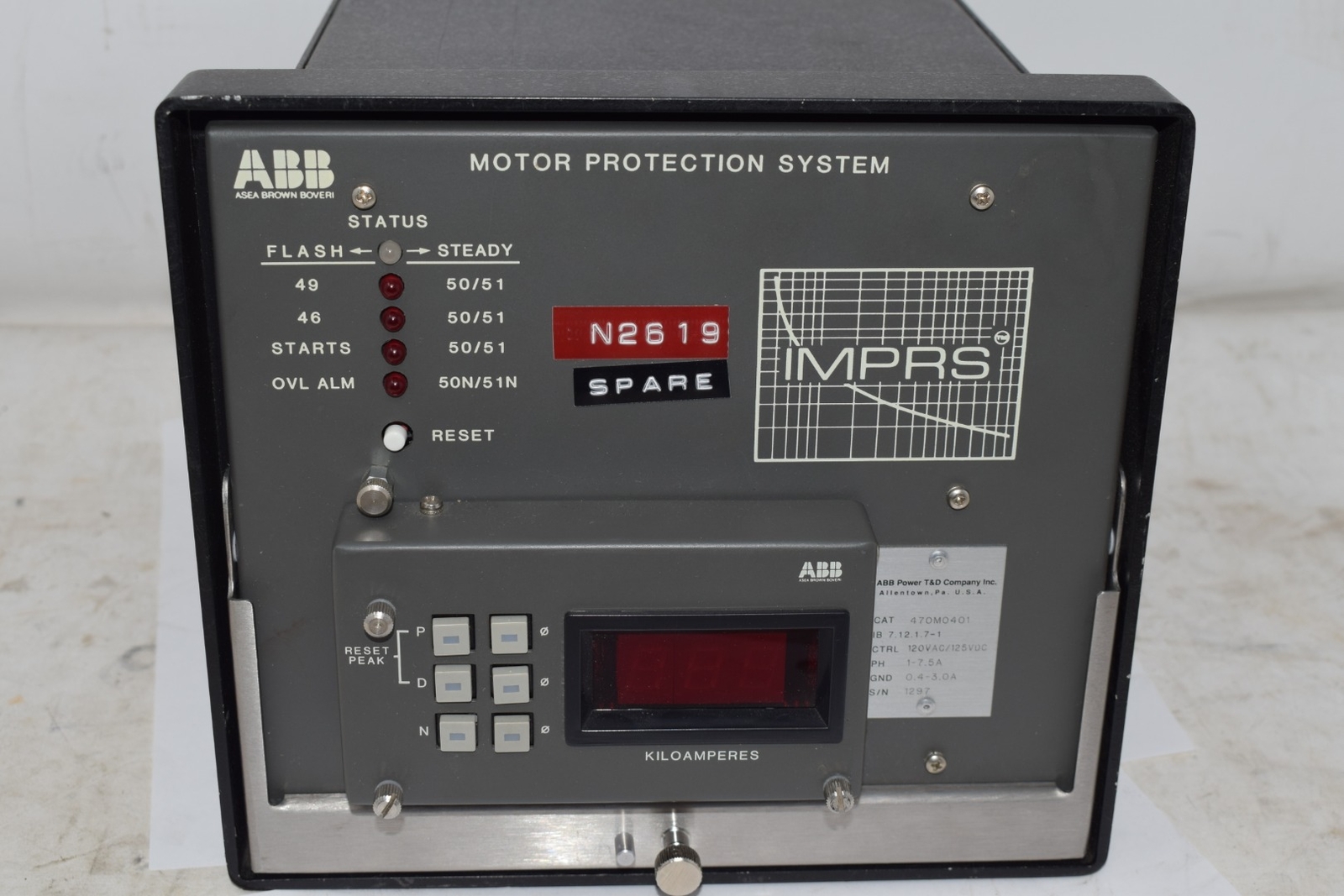 ABB 470M0401 IMPRS Motor Protection System IB 7.12.1.7-1 120VAC | eBay