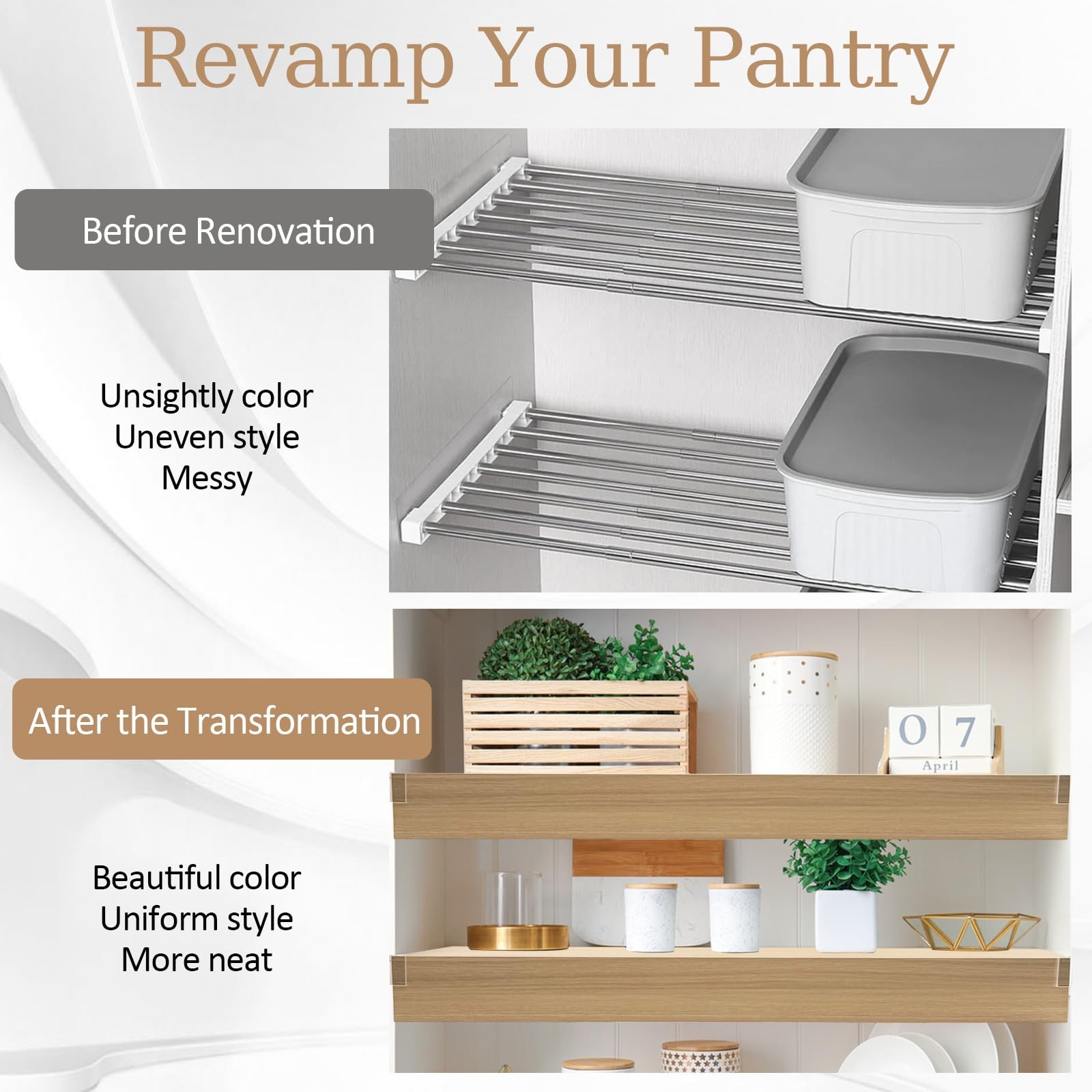 33 x 16 inch PVC Wood Wire Rack Covers with 12 Holders,Set of 6,Shelf ...