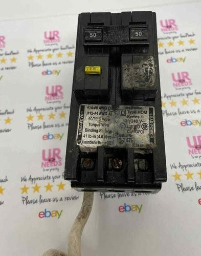 SQUARE D 50 AMP TYPE HOM GFCI DOUBLE POLE CIRCUIT BREAKER | eBay