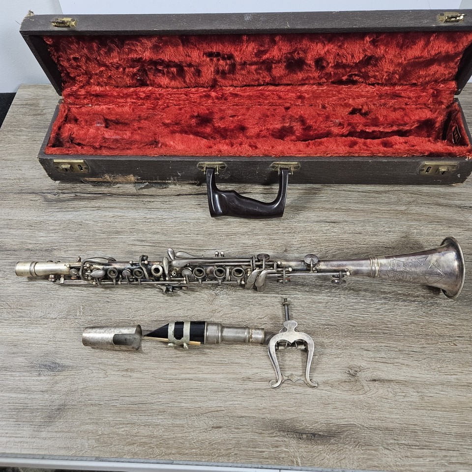 Vtg 1940's Holton Collegiate Clarinet Silverplated W/ Mouthpiece & Case ...