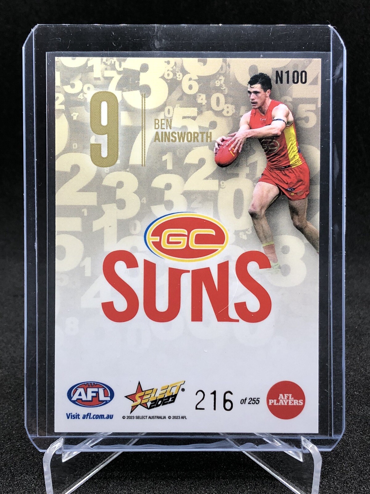 2023 SELECT FOOTY STARS - NUMBERS - BEN AINSWORTH GOLD COAST SUNS 216/ ...