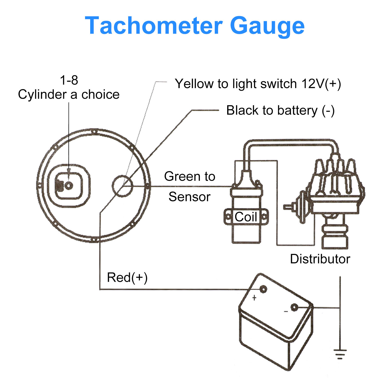 3.75" 12V Car Tachometer Gauge Meter 0-8000 RPM With LED Shift Light ...