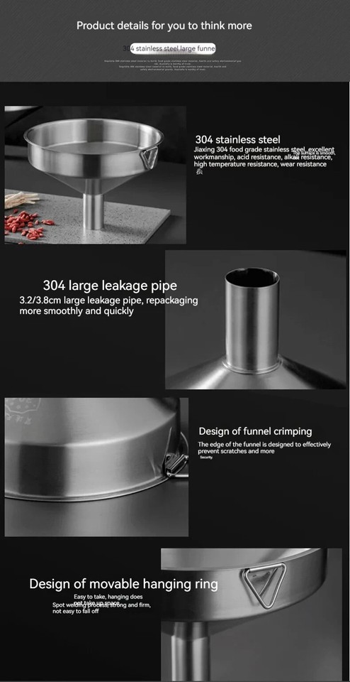 Stainless Steel Funnel Large Diameter Wide Mouth for Commercial and ...