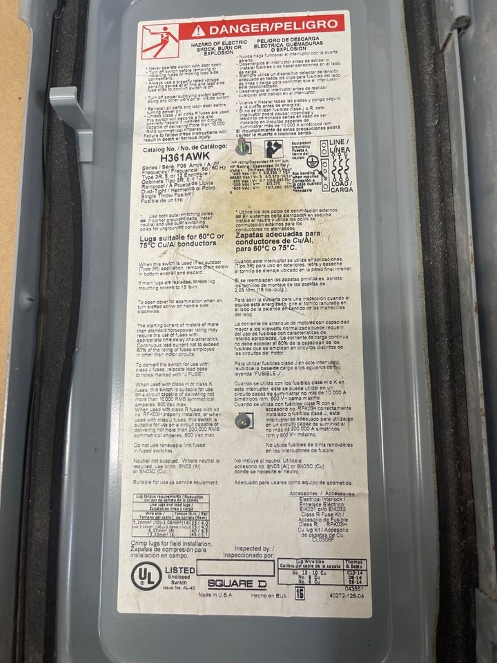 Square D H361AWK Heavy Duty Safety Switch | eBay