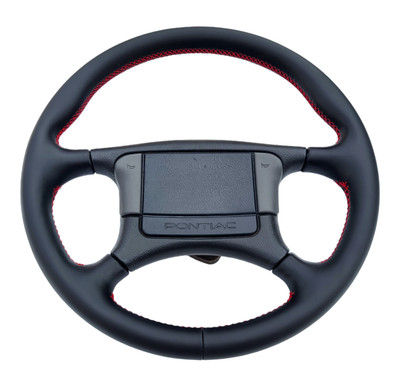 PONTIAC FIREBIRD TRANS AM GRAND AM NEW LEATHER STEERING WHEEL RED SEAMS ...