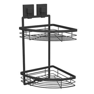 Fusion-Loc SUCTION BATHROOM DOUBLE CORNER SHELF Holds Up To 26kg MATTE ...