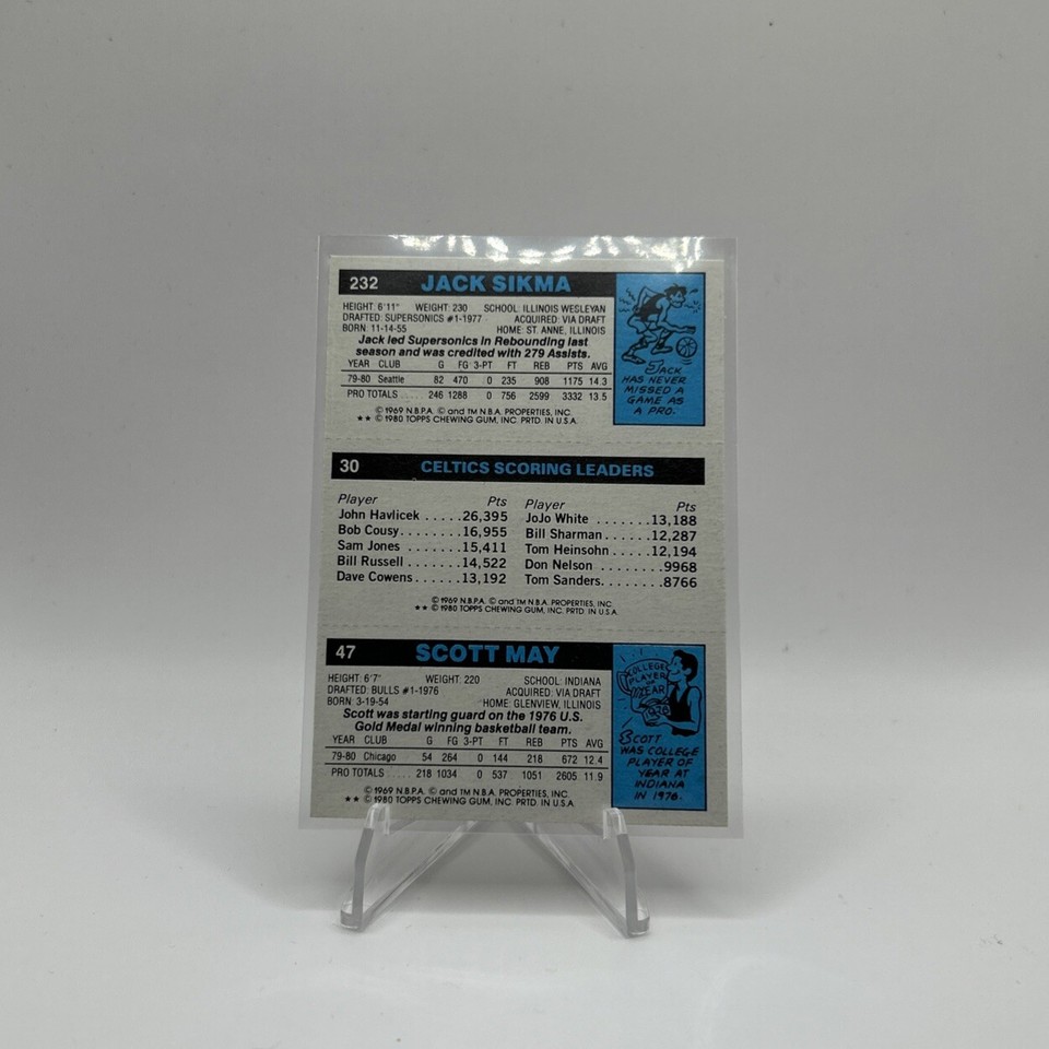 LARRY BIRD SCOTT MAY JACK SIKMA 1980-81 TOPPS ROOKIE RC BOSTON CELTICS ...