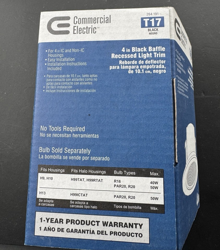 Commercial Electric 4 Inch CE Black Baffle Trim (T17) | eBay