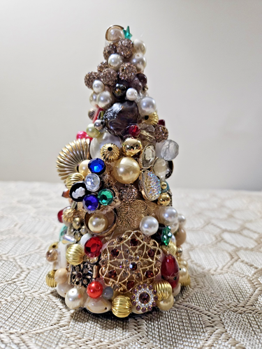 Jeweled Handmade Vintage Jewelry Tree Centerpiece Brown/Gold 6" New | eBay