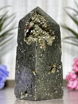 PYRITE TOWER - Fools Gold Mineral Geode Point Crystal Chakra Reiki ...
