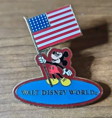DISNEY PIN WALT WORLD MICKEY MOUSE USA AMERICAN FLAG HOLDING POLE 30 ...