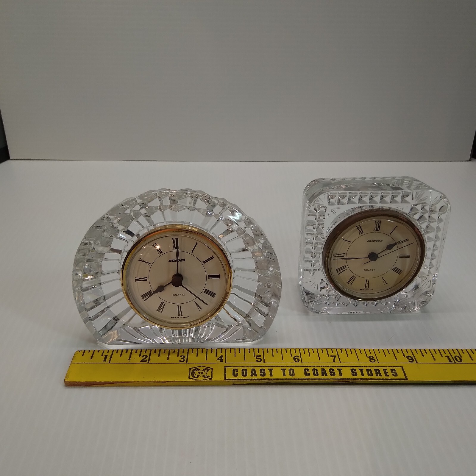 2 Vintage Staiger Crystal Quartz Desk Clocks Made in Germany Tested ...