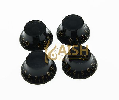 4x Black w/ Gold Number LP Guitar Top Hat Knob Bell Knobs Fits Les Paul ...