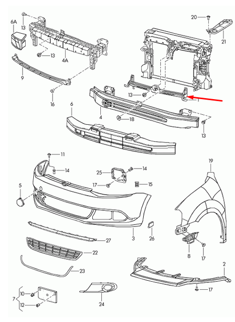 Volkswagen Jetta Mk6 Radiator Upper Support Bracket 5C6805706D Genuine ...