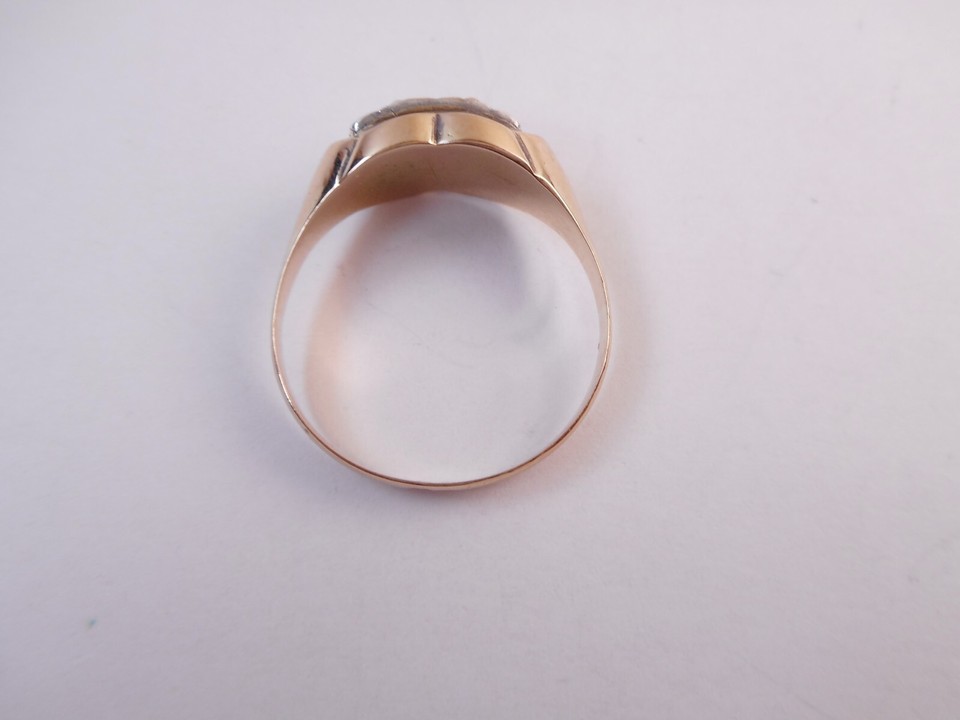 2.66g Antique Art Deco 14k Solid Yellow Gold Ring European Hallmarks Sz ...