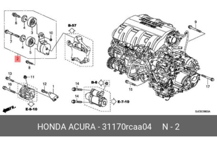 HONDA Genuine Accord Ridgeline Serpentine Drive Belt Tensioner 31170 ...