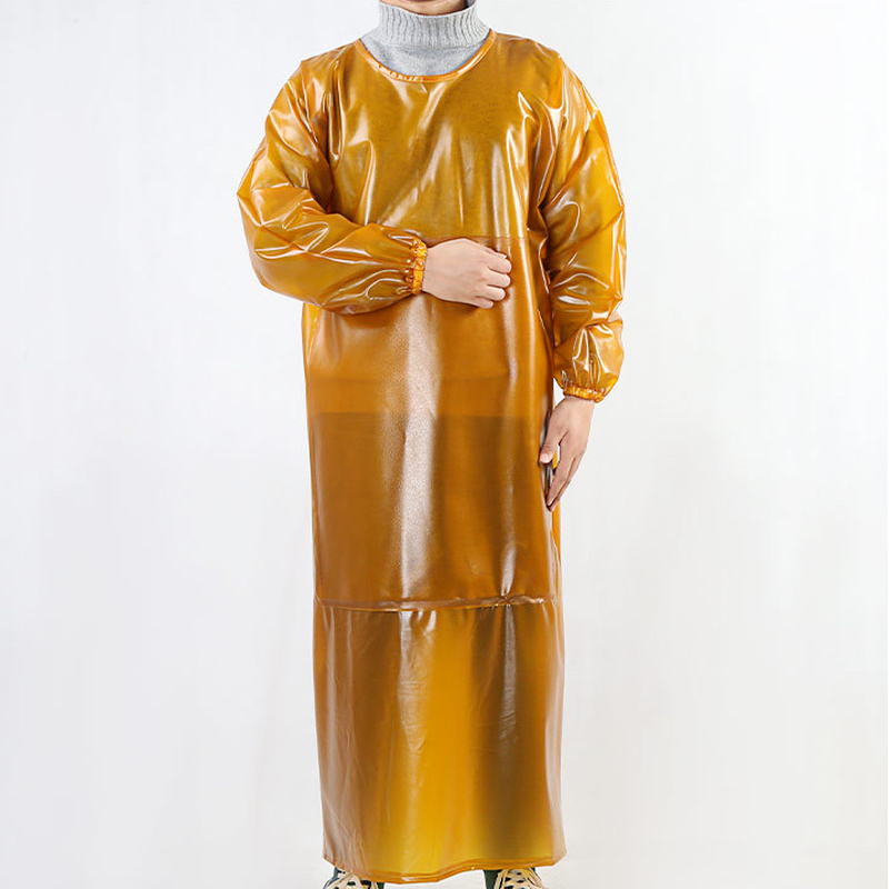 Long Sleeve PVC Apron Waterproof Oil Resistant Butcher Overall Smock ...