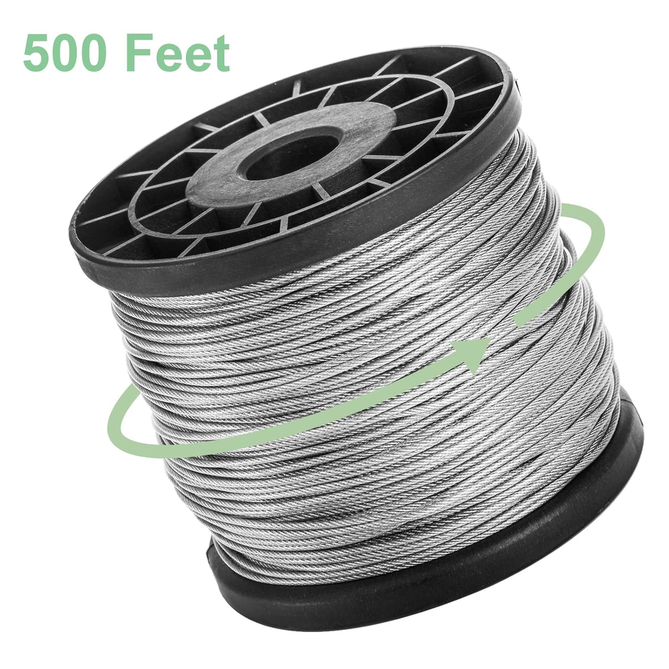 1/16 Inch x 500 Feet Wire Rope Cable, Stainless Steel Braided Wire ...