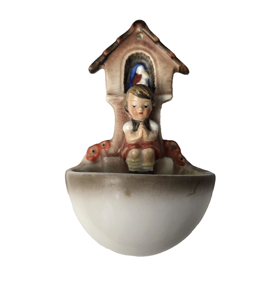 Goebel Hummel Wall Pocket Holy Water Fountain Praying Girl #164 Full ...