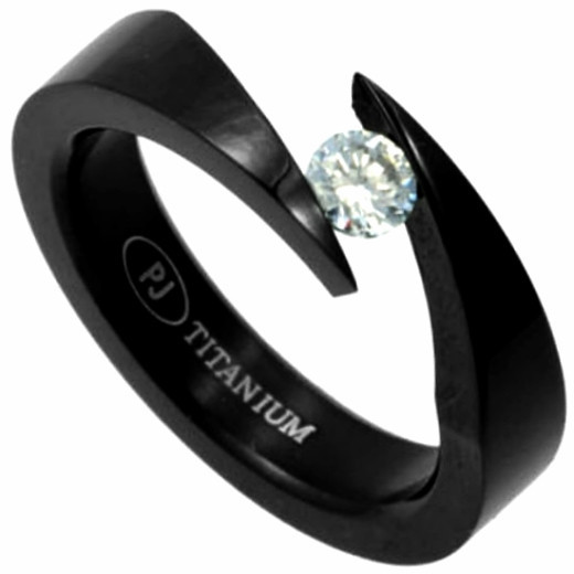 Bypass TITANIUM Black Plated RING with 4.5mm ROUND CZ, size 6 - in Gift ...