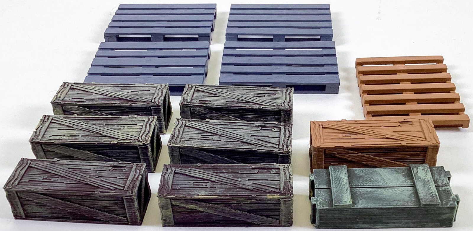 Lot of 13 Weathered Wood Crates & Pallets in Three Colors Resin | eBay