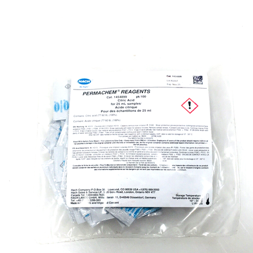 Hach Citric Acid Reagent Powder Pillows for Silica, 25 mL, (Pack of 100 ...