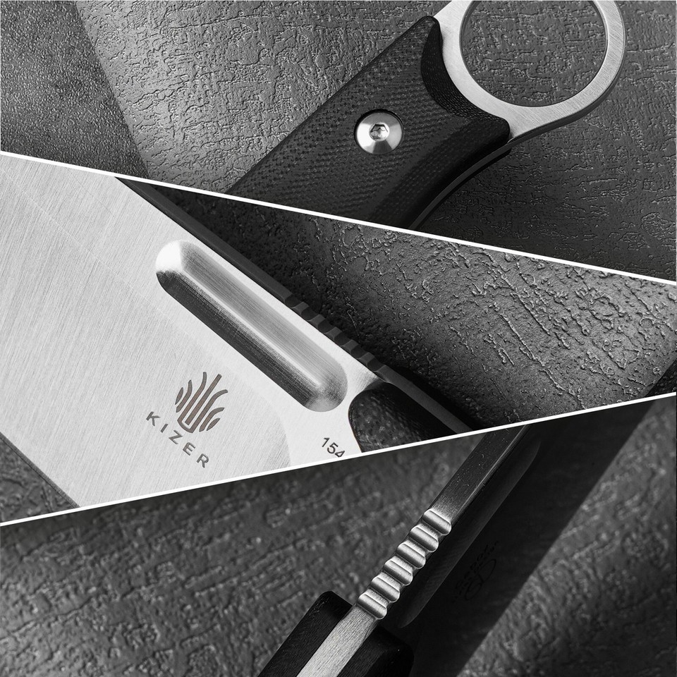 Kizer Cabox Drop Point Fixed Blade Knife G10 Handle 154CM Steel Blade ...