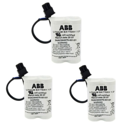 3x 3HAC044075-001/01 SMB Battery 7.2V for ABB Robot CPU ABBTA521 ...
