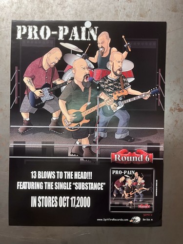 PRO-PAIN Round 6 2000 PROMO POSTER Spitfire Records THRASH METAL GARY ...