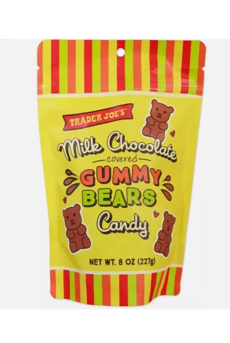 Trader Joe's 8 oz. MILK CHOCOLATE Covered GUMMY BEARS Gummi Candy | eBay
