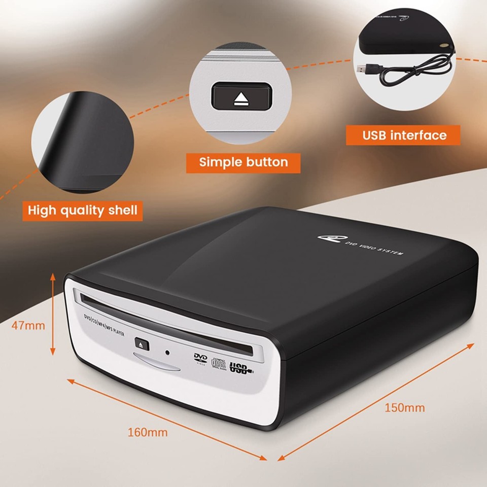 External Car Universal CD Player Machine, Vehicle External USB CD ...