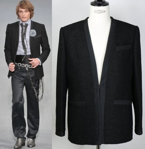Chanel Men’s Black Tweed Smoking Jacket 48 Wool Nylon Silk Lining | eBay