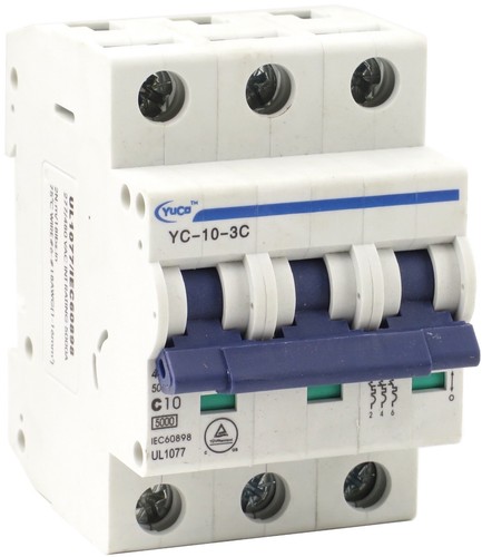YuCo YC-10-3C 10amp 3pole 240/480v Din Rail Mount Miniature Circuit ...