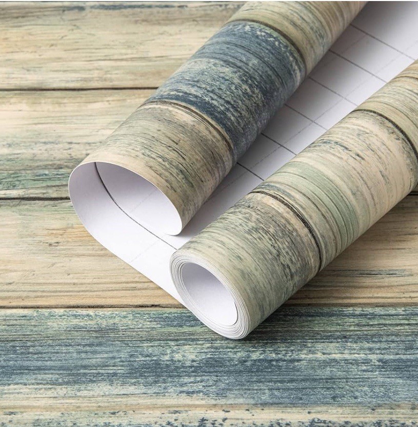 8 Rolls Beach Hut Wood Effect Fablon Wallpaper Blue 44cm X 200cm ...