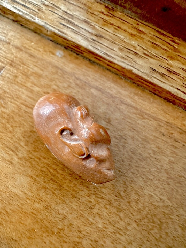 Antique Chinese Carved Nut Hediao Counting Bead Buddha God Face | eBay