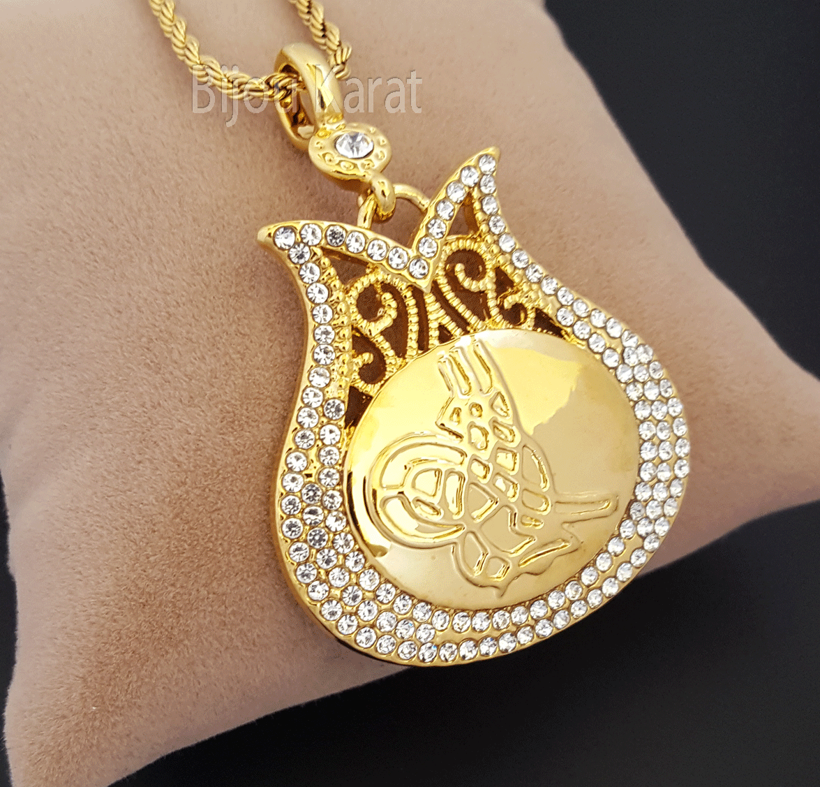 Osmanli Tugra altini Kolye 22 Karat GP Altin Zincir Gold Kette Gelin ...