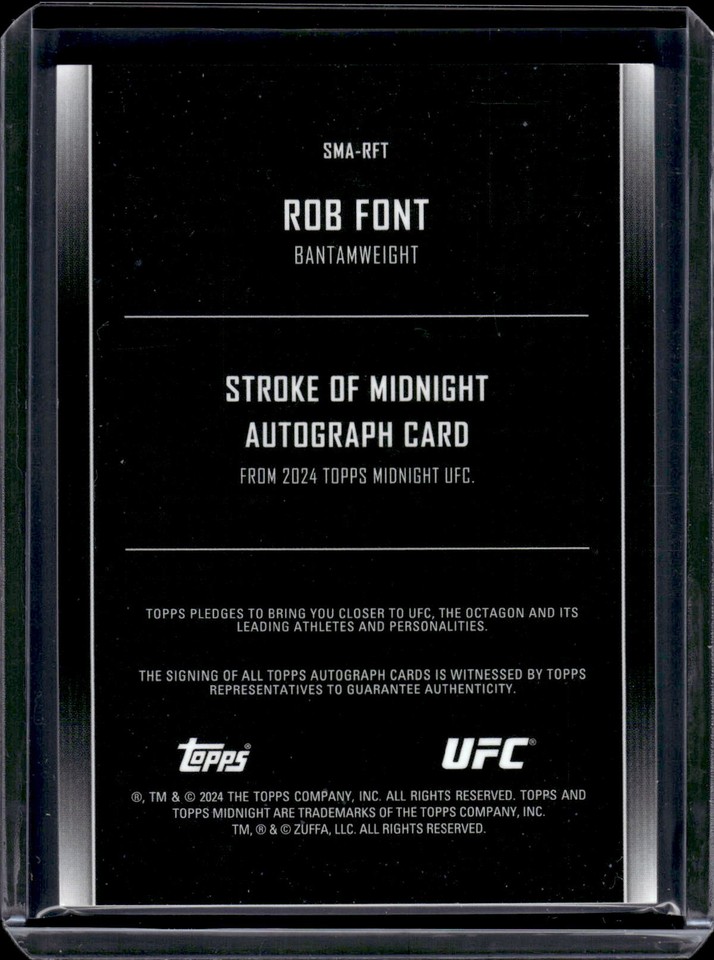 2024 Topps Midnight UFC #SMA-RFT Rob Font Stroke of Midnight Auto Moon ...