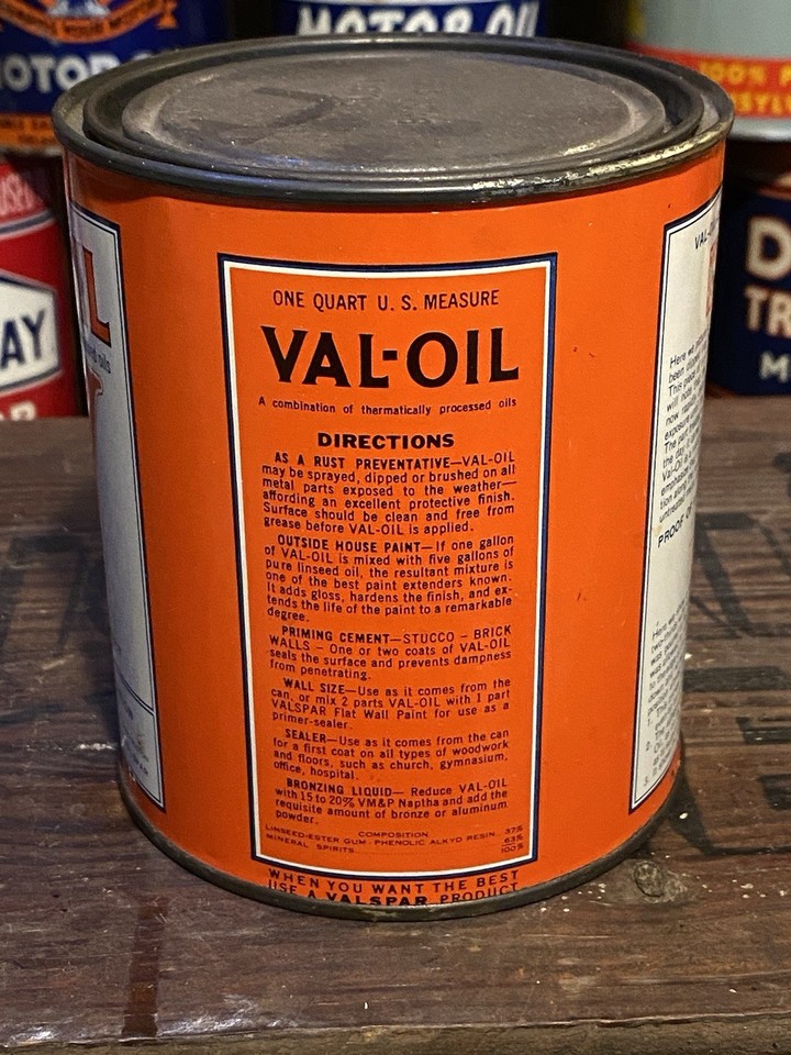 1950s VAL-OIL Can Valspar Varnish Paint Qt Motor Oil Antique Original ...
