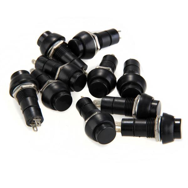 10x On/Off Push Button Bolt-On Switch Black Button Push-To-Make Self ...