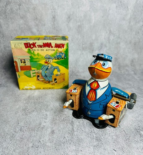 60s TPS Duck the Mail Man Vintage Wind up Tin Toy Japan Boxed | eBay