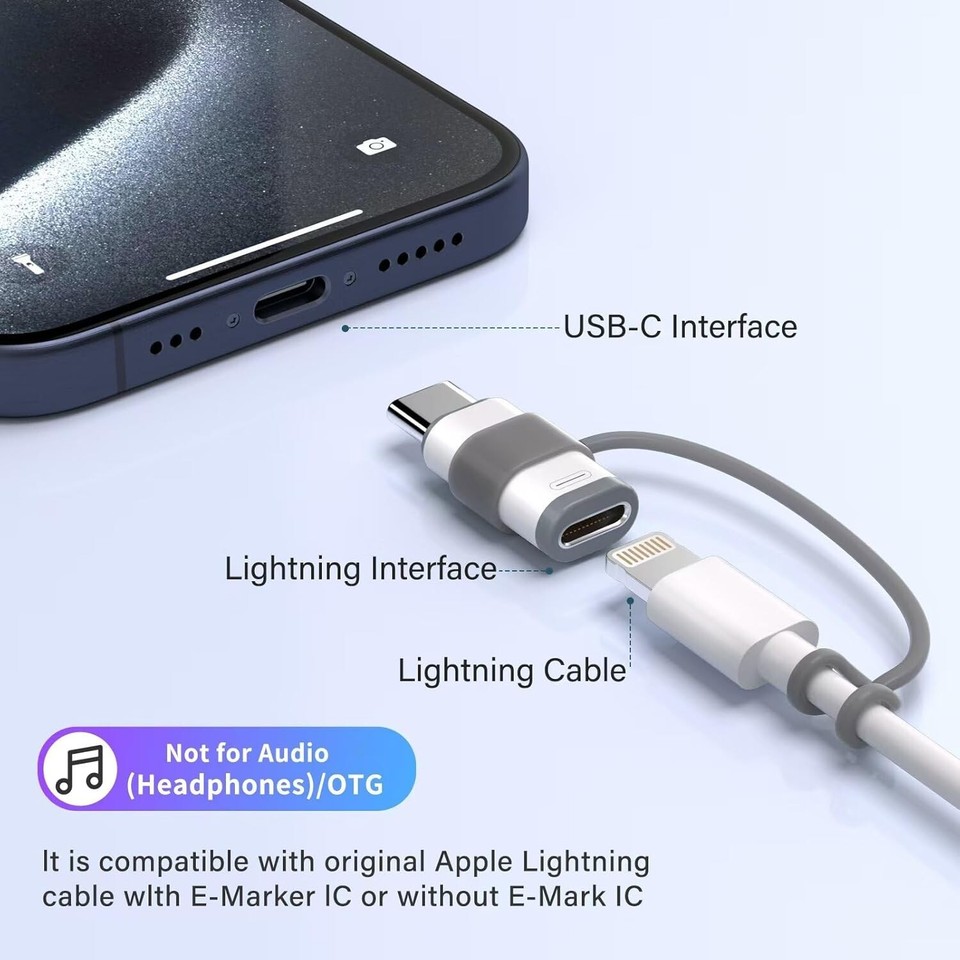Type C Male To iPhone Port Adapter USB-C To iPhone Charge USB Convertor ...