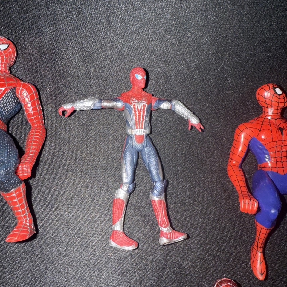 Lot Of 9 Spider Man Action Figures W/ Battle Ravaged Spider-Man & Sneak ...