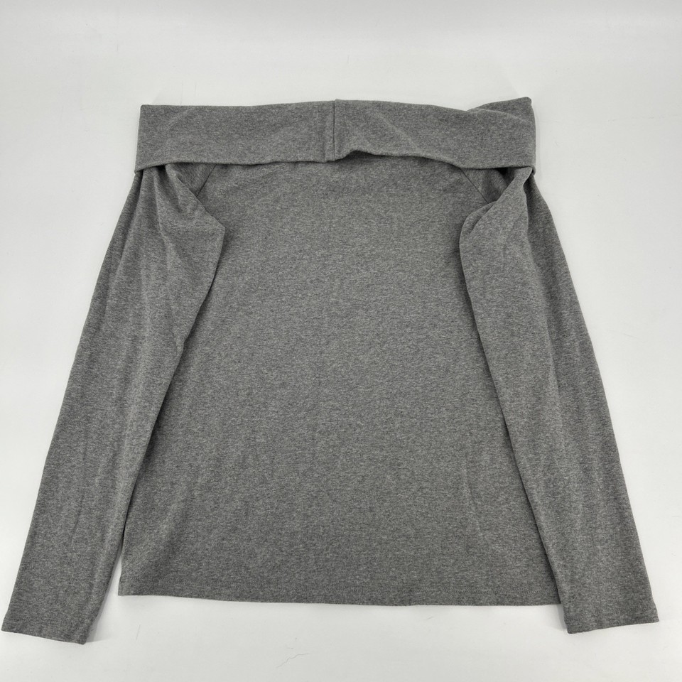 J Crew Refined Rib Off The Shoulder Top Womens Size L Gray Stretch ...