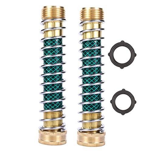 Garden Hose Coiled Spring Protector with Solid Brass Faucet Hoses ...