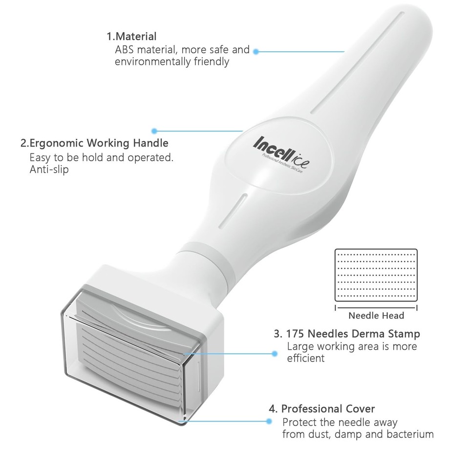 Derma Stamp, INCELLICE 175 Titanium Microneedle Stamp for Face, 1.0 mm ...