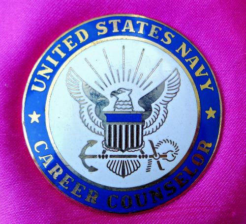 VIETNAM WAR ERA USN UNITED STATES NAVY CAREER COUNSELOR HAT BADGE. PIN ...