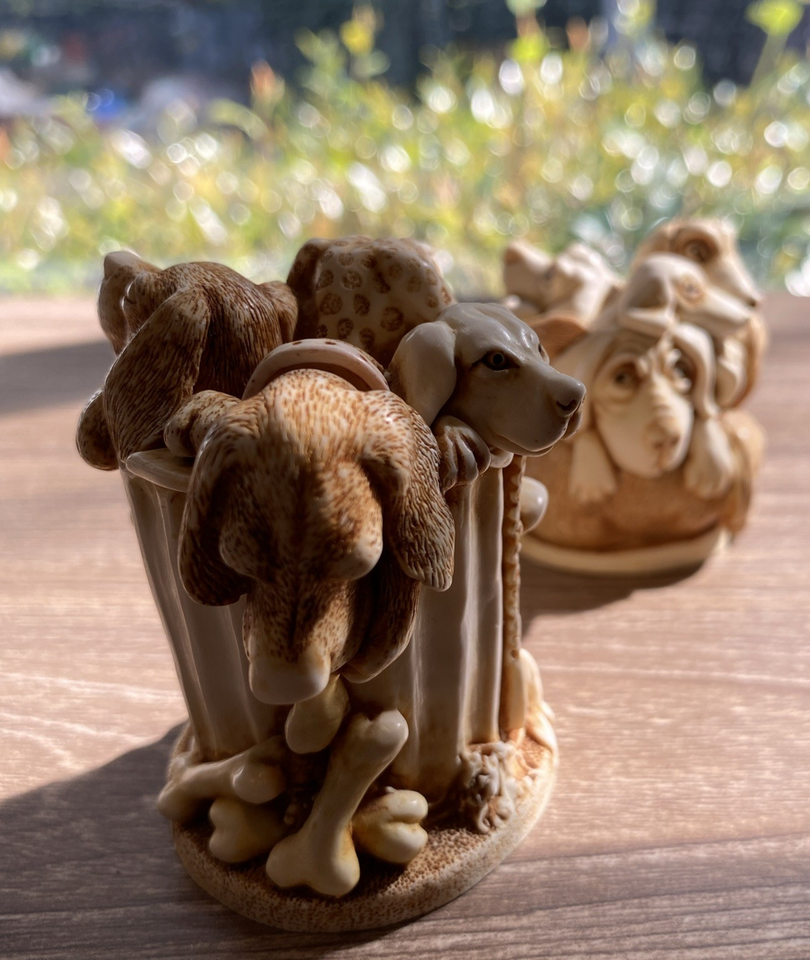 2 VTG Harmony Kingdom Nic Nac Paddy Wac & Dog Days Trash Can Trinket ...